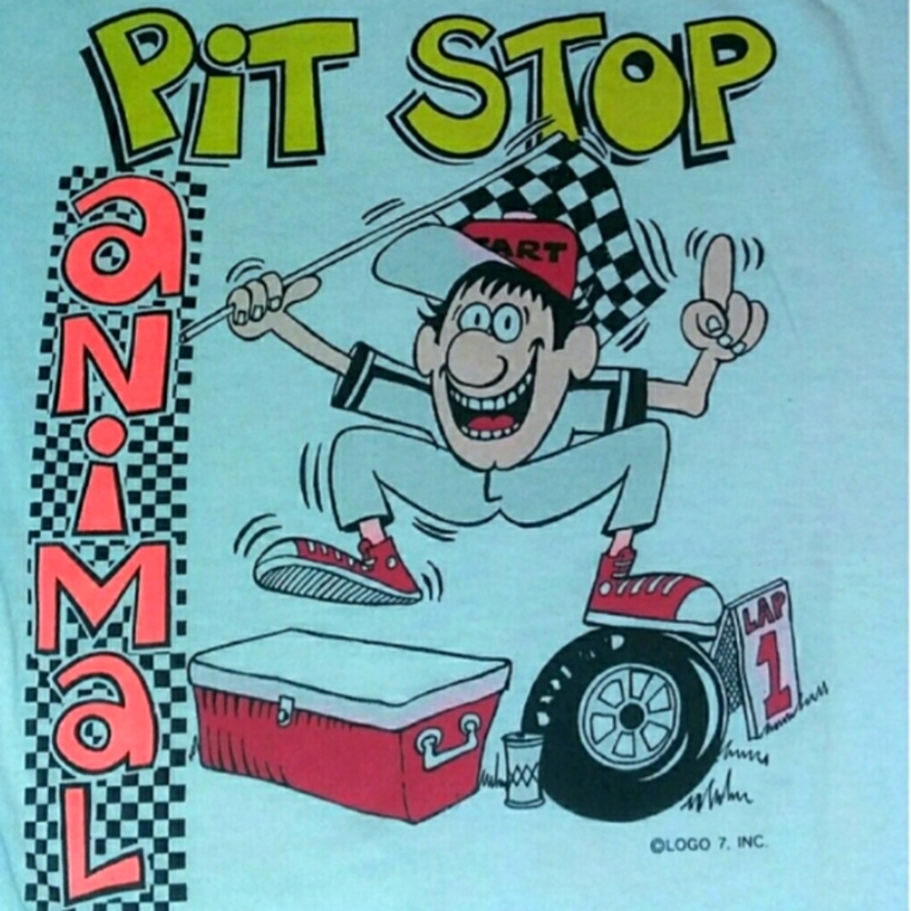 80s Nascar Pit Stop Animal Vintage Racing Shirt - Gem